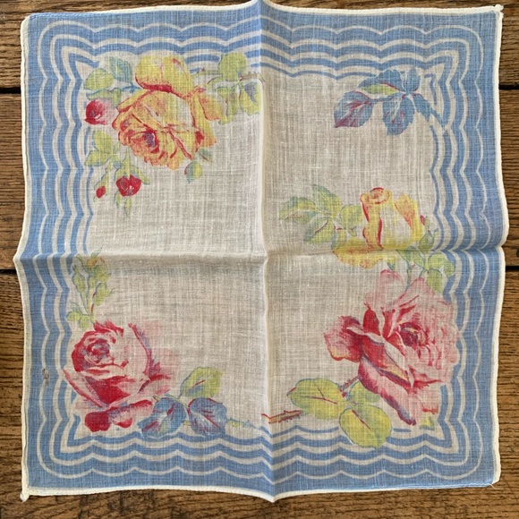 Vintage | Accessories | Vintage Rose Handkerchief | Poshmark